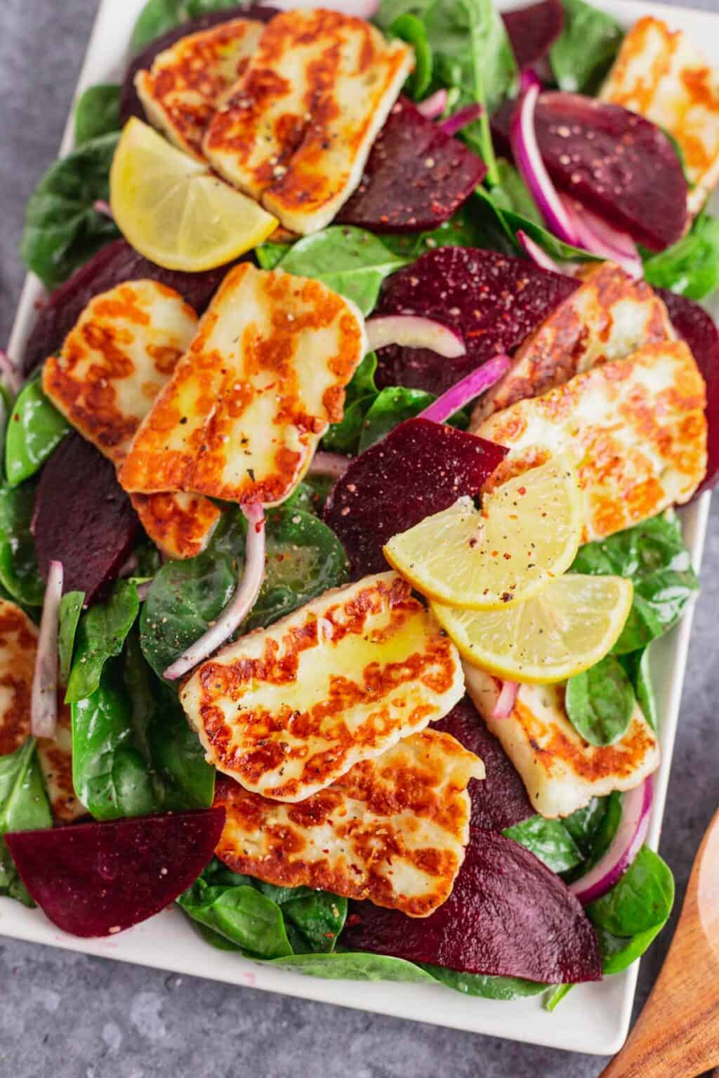 4 Ingredient Fried Halloumi Salad With Beetroot and Dressing - The ...