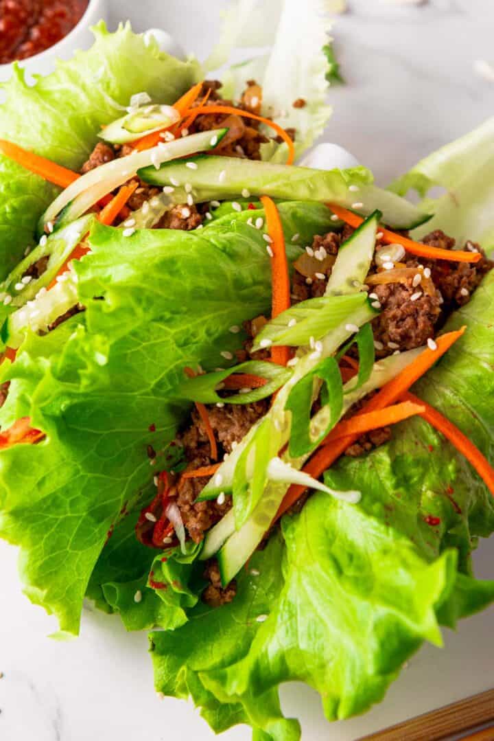 Easy Korean Ground Beef Lettuce Wraps My Family Loves