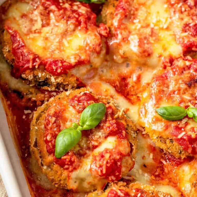Crispy Baked Eggplant Parmesan Ready For Dinner