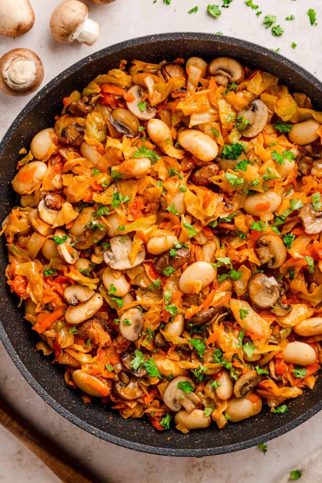 One Pan Cabbage and Beans Dinner (30-min!)