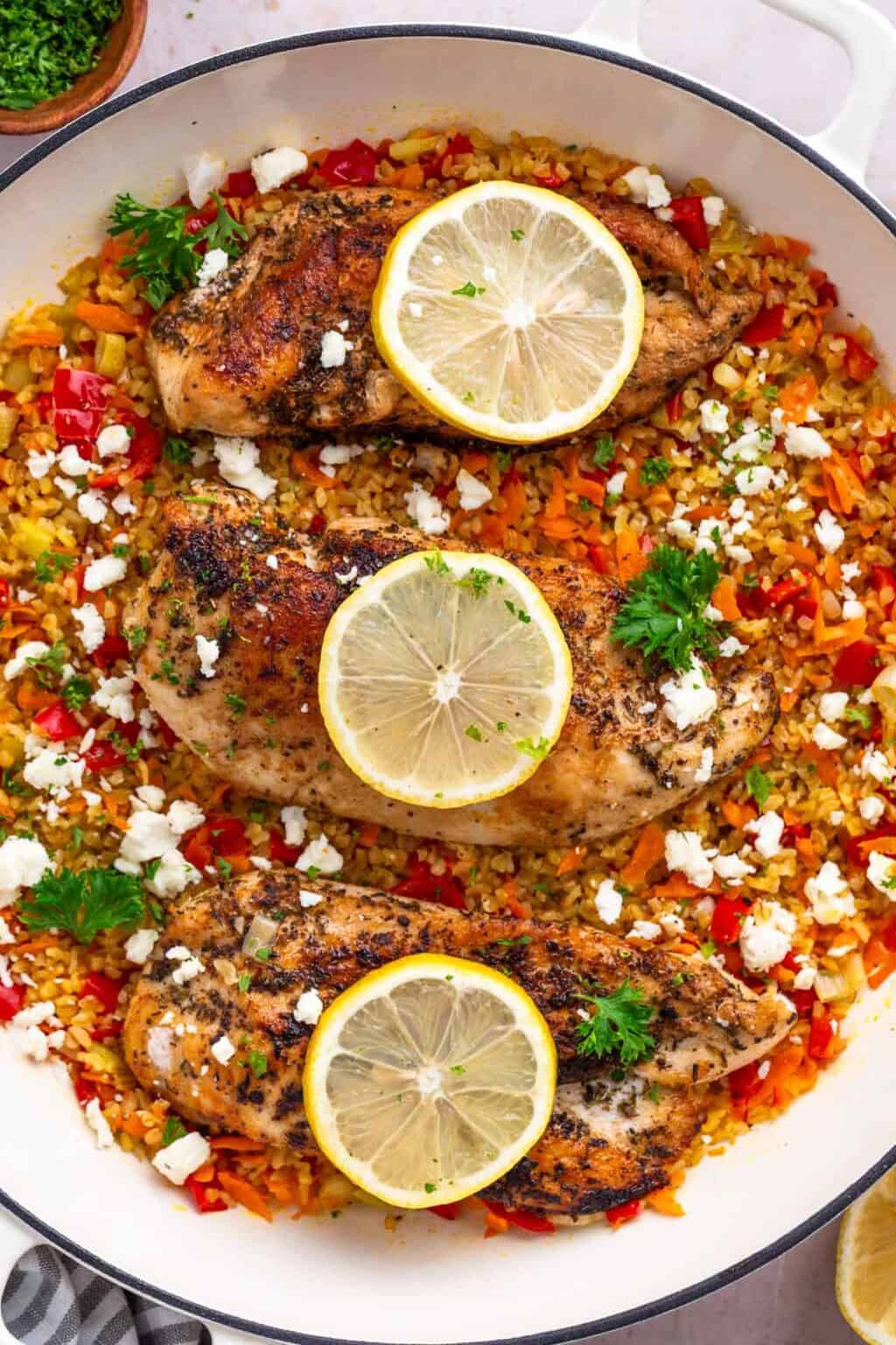 This Lemon Chicken Bulgur Pilaf Is Light, Cozy, and SO Good