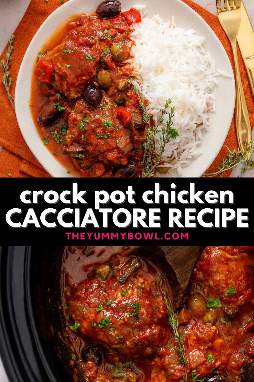 Crock Pot Chicken Cacciatore Chicken Thighs - The Yummy Bowl