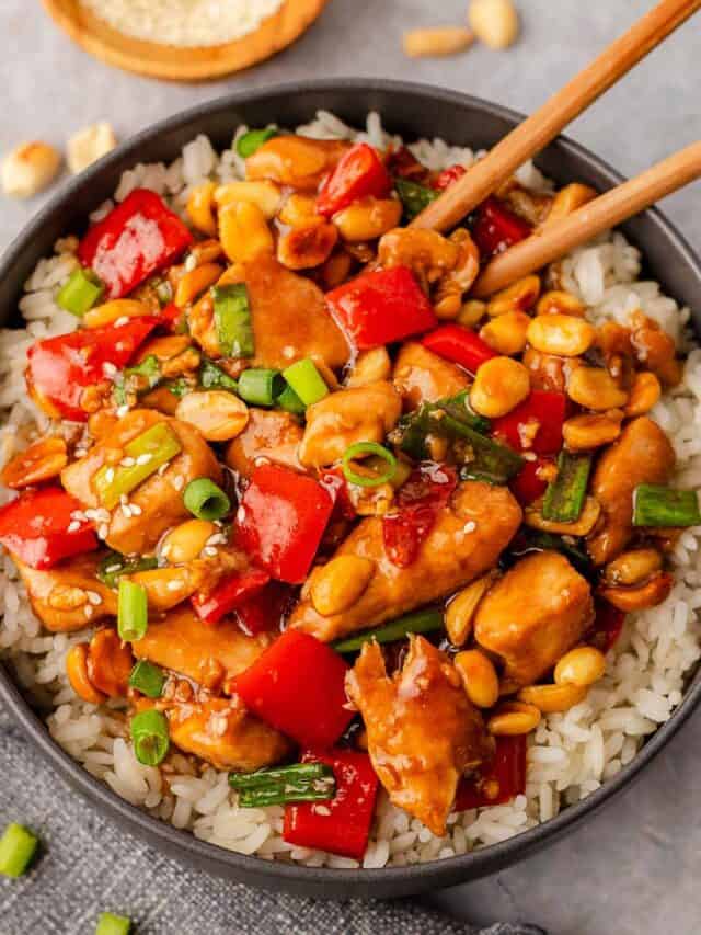 Perfect Sweet and Spicy Chicken Stir Fry (Kung Pao) - The Yummy Bowl