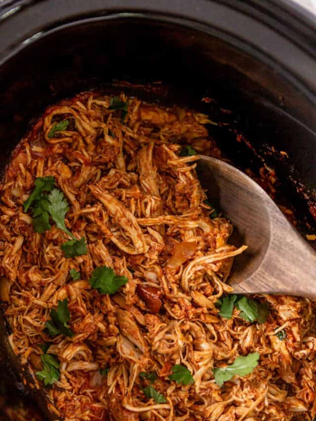 Perfect Slow Cooker Spicy Shredded Chicken - The Yummy Bowl