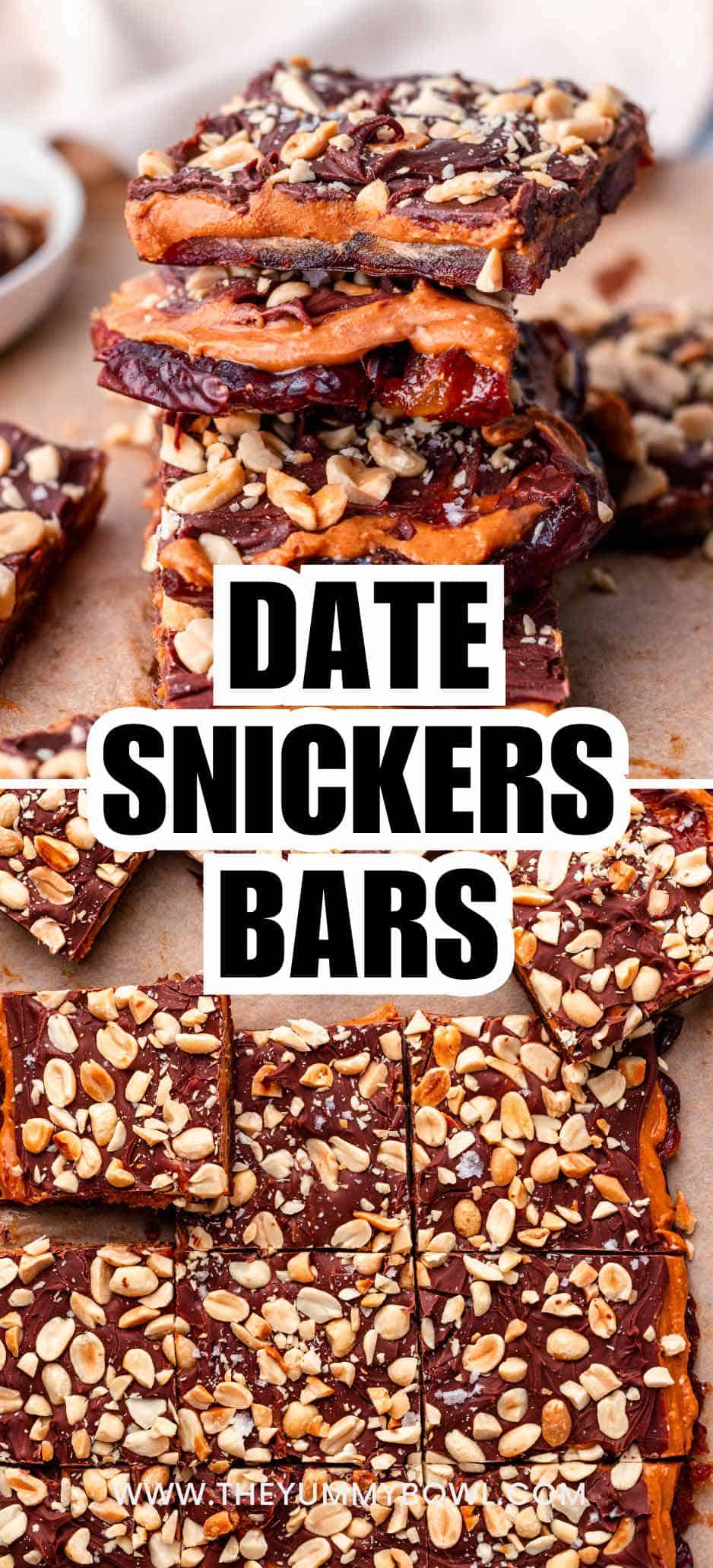 HEALTHY Date Snickers Bars (with Peanut Butter and Chocolate)