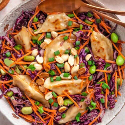 Dumpling Salad with Sesame Ginger Dressing (25-Minutes)