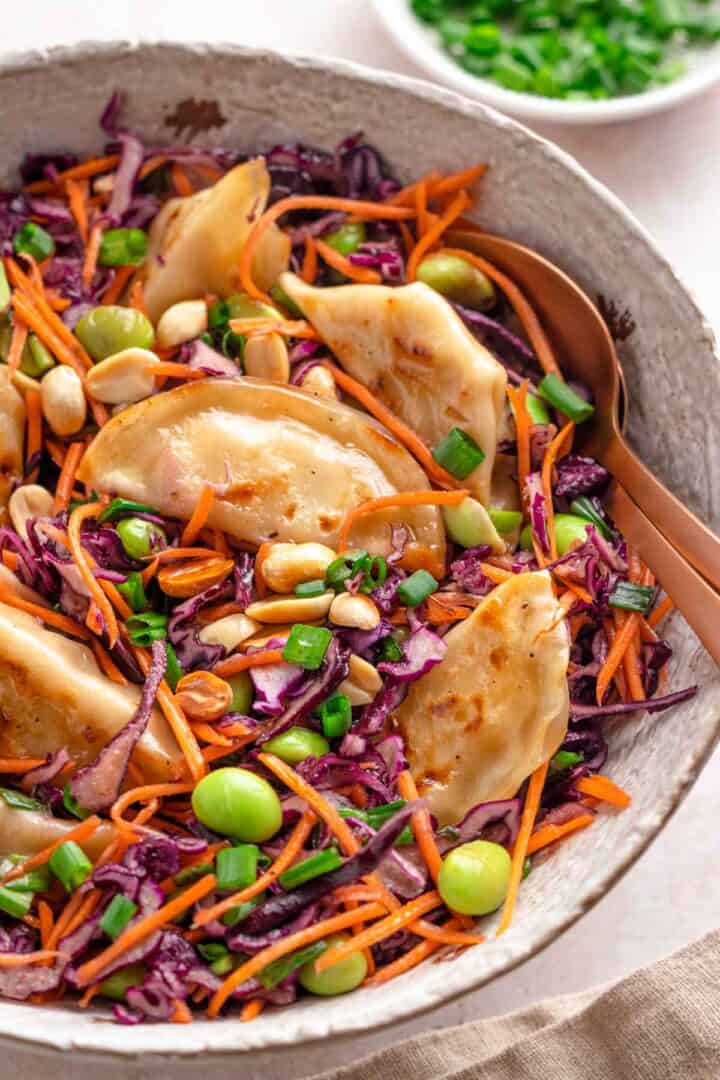 Dumpling Salad with Sesame Ginger Dressing (25-Minutes)