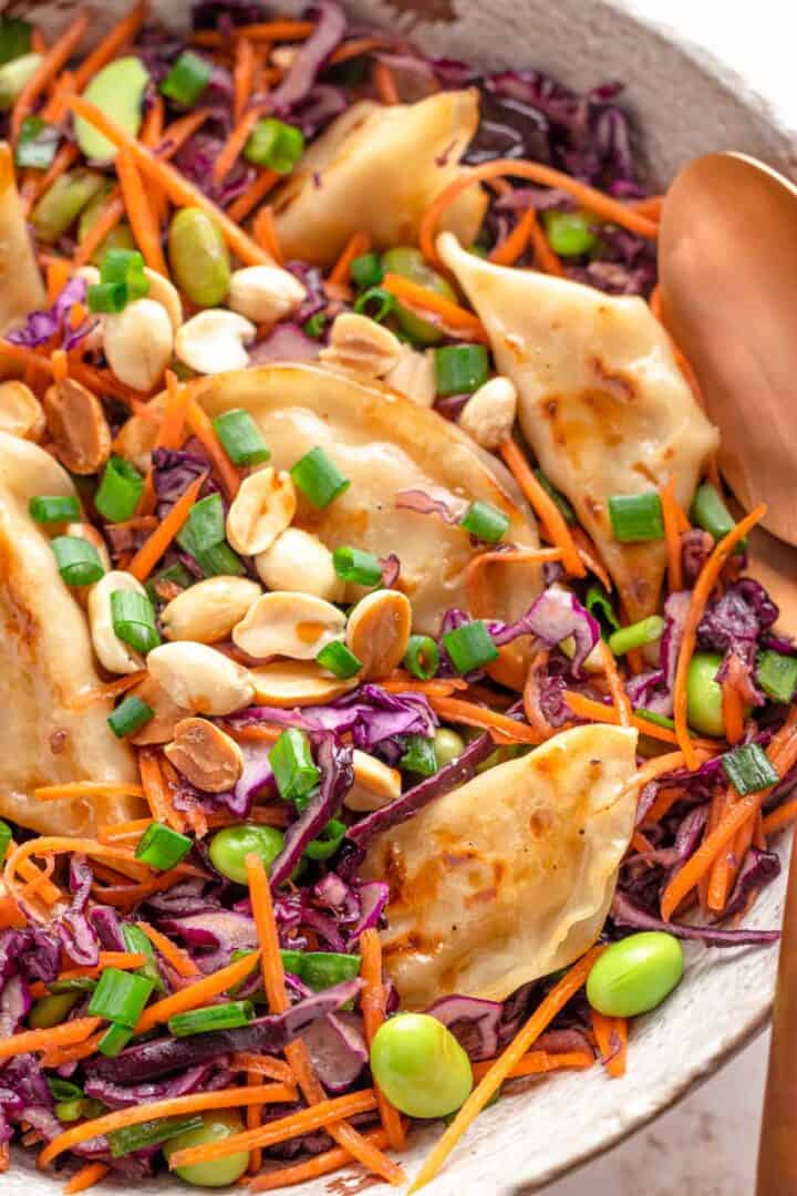 Dumpling Salad with Sesame Ginger Dressing (25-Minutes)