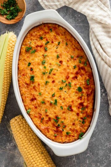 Easy Creamy Corn Casserole (Fresh, Frozen or Canned Corn)