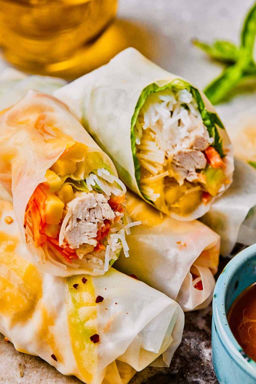 Healthy & Homemade Chicken Spring Rolls with Noodles