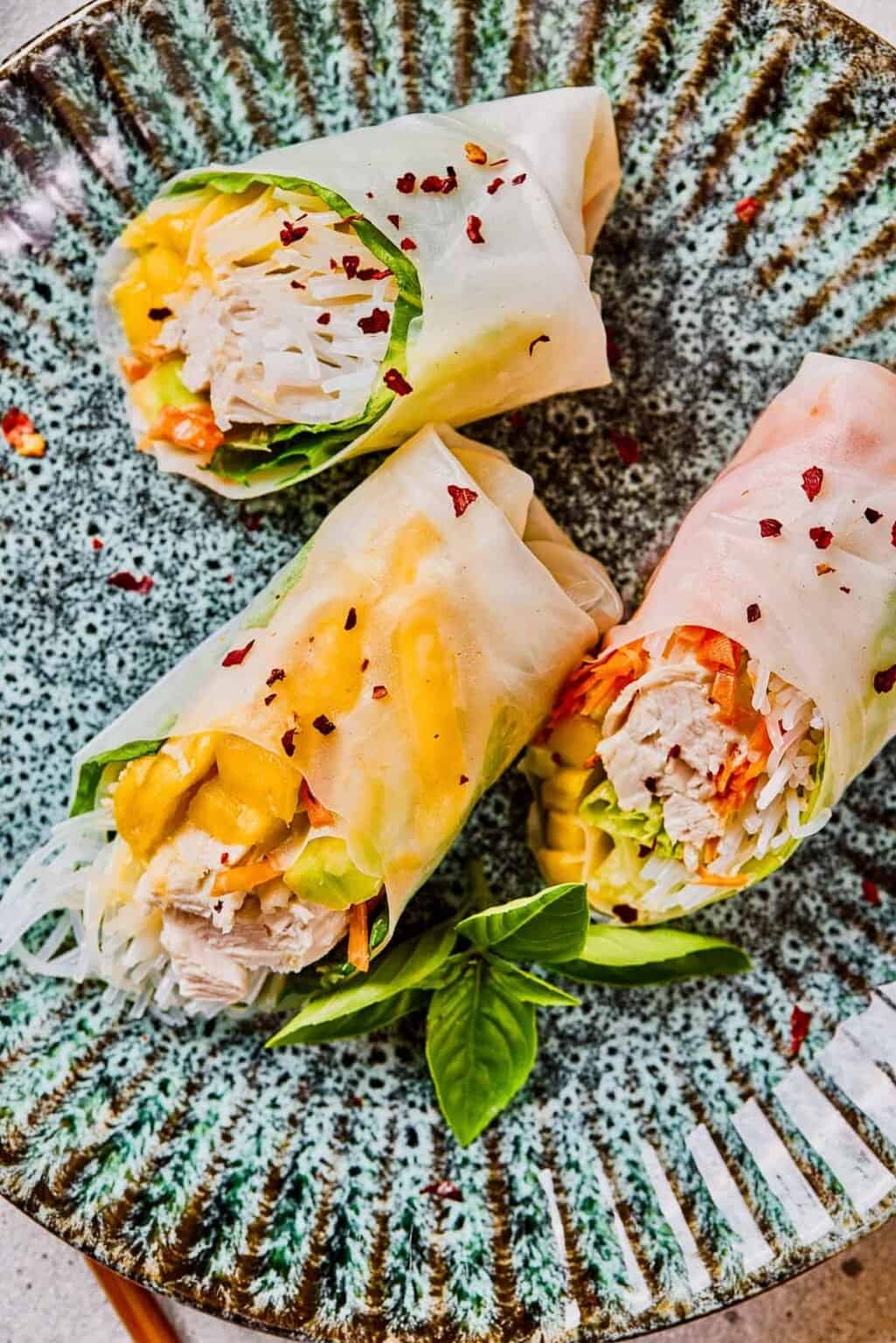 Healthy & Homemade Chicken Spring Rolls with Noodles