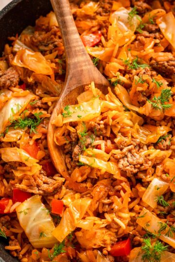 All Time Favorite Cabbage, Ground Beef and Rice Dinner