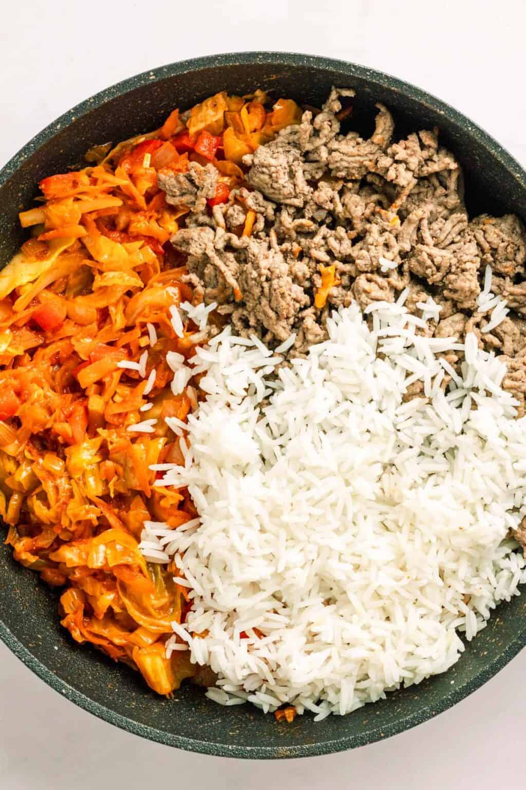 All Time Favorite Cabbage, Ground Beef and Rice Dinner