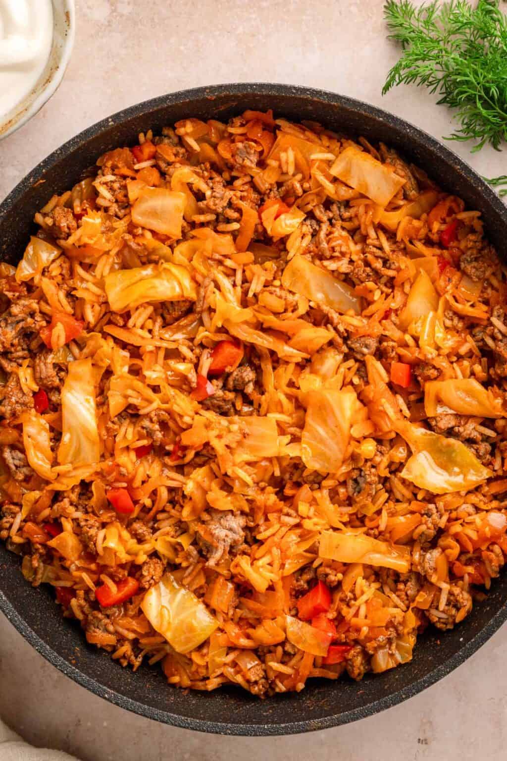 All Time Favorite Cabbage, Ground Beef and Rice Dinner