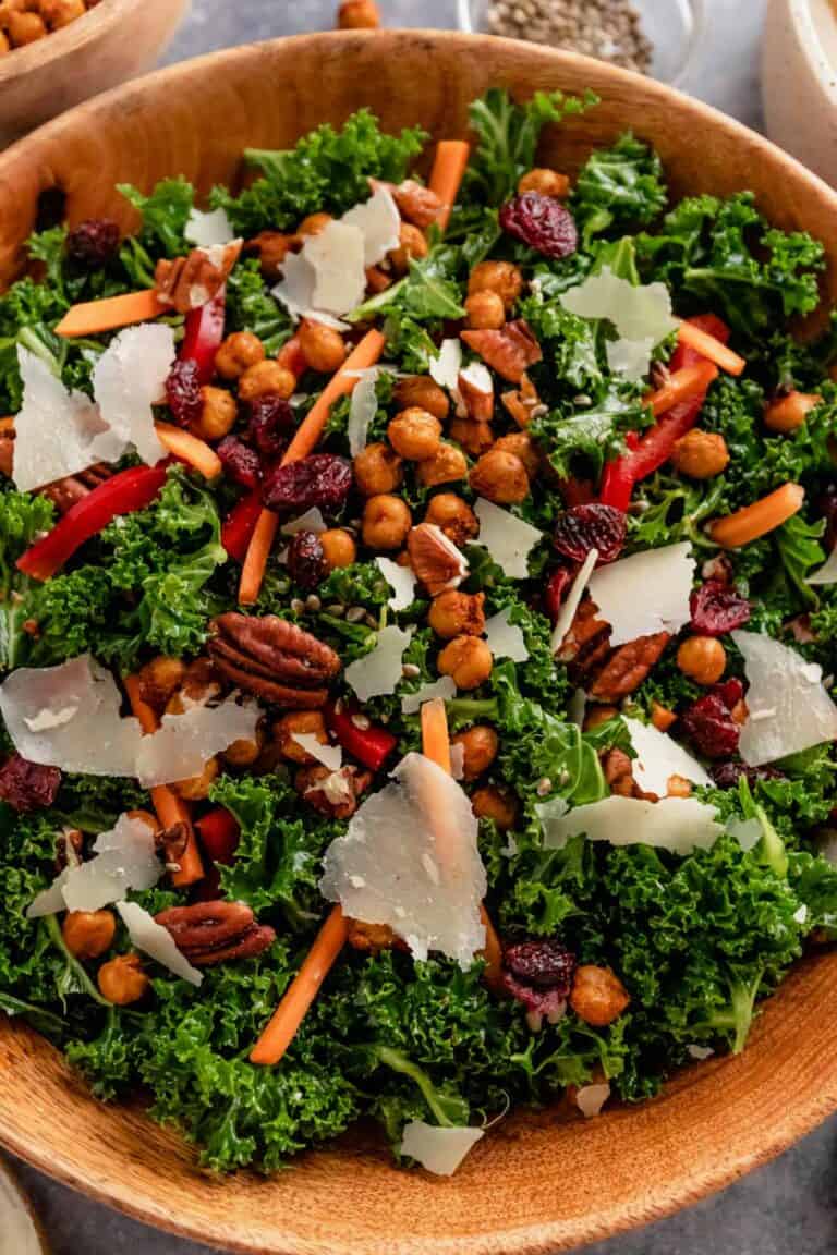 Chickpea Kale Salad Recipe (With Lemon Tahini Dressing) - The Yummy Bowl