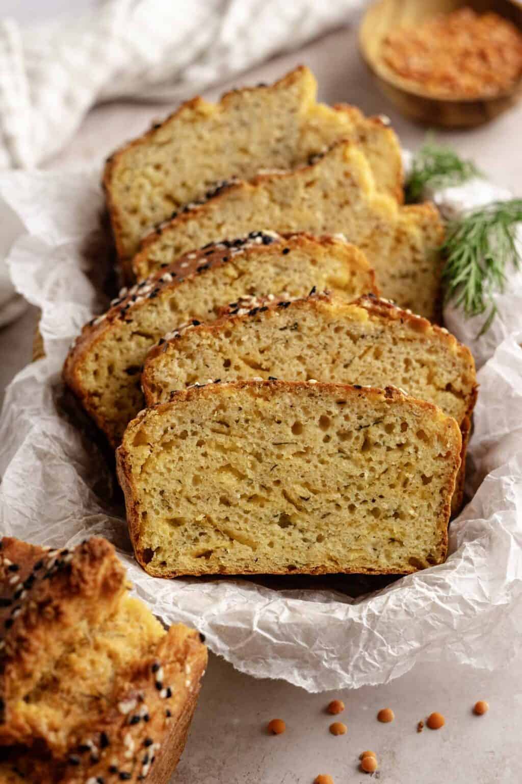 Healthy Flourless Lentil Bread - The Yummy Bowl
