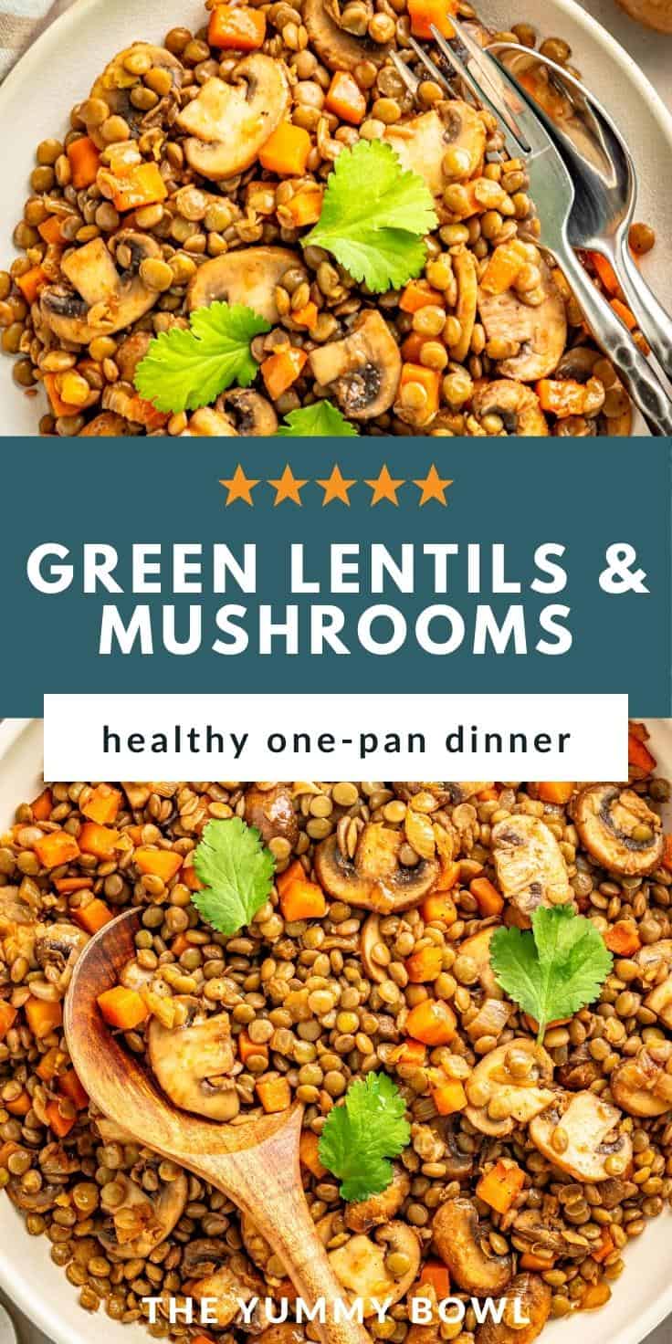 EASY Lentils with Mushrooms Skillet (Healthy 30 Minute Dinner)