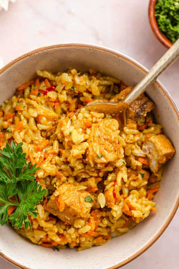 Healthy Pork Rice Pilaf (Rice Plov)