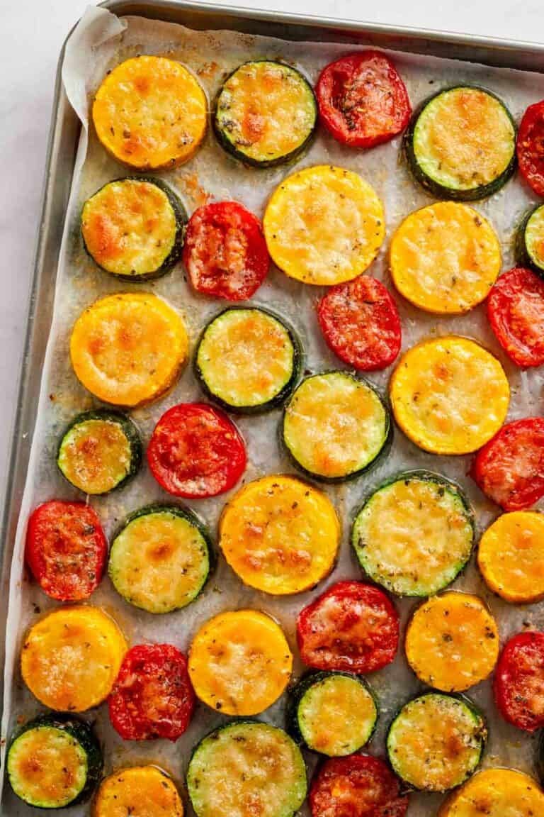 Roasted Zucchini Squash and Tomatoes with Parmesan