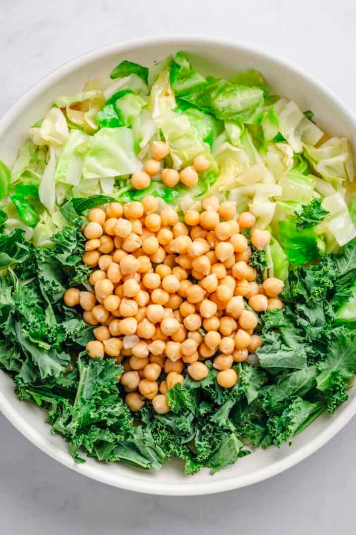 Vegetarian One-Pan Sautéed Cabbage, Kale and Chickpeas
