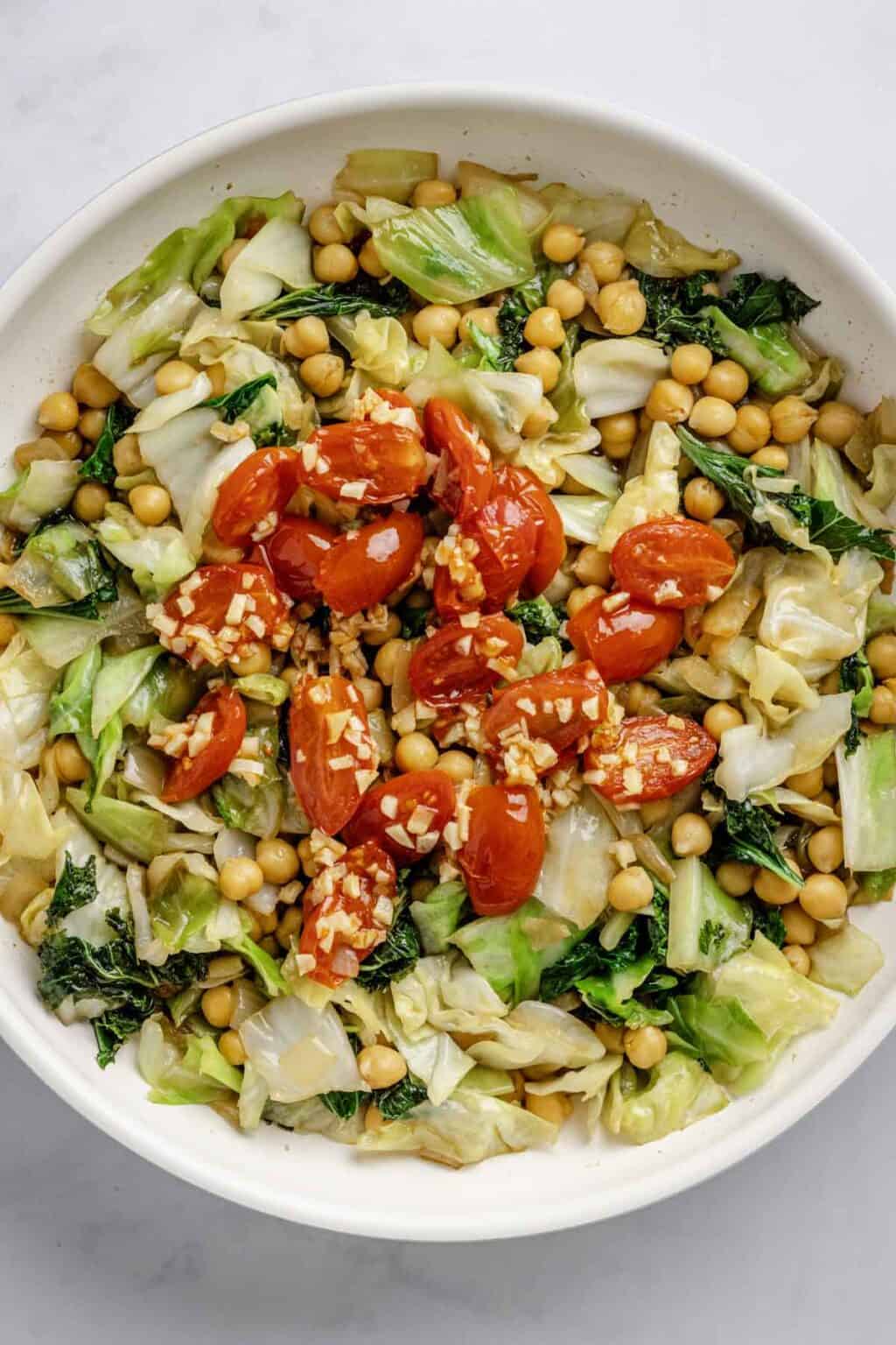 Vegetarian One-Pan Sautéed Cabbage, Kale and Chickpeas