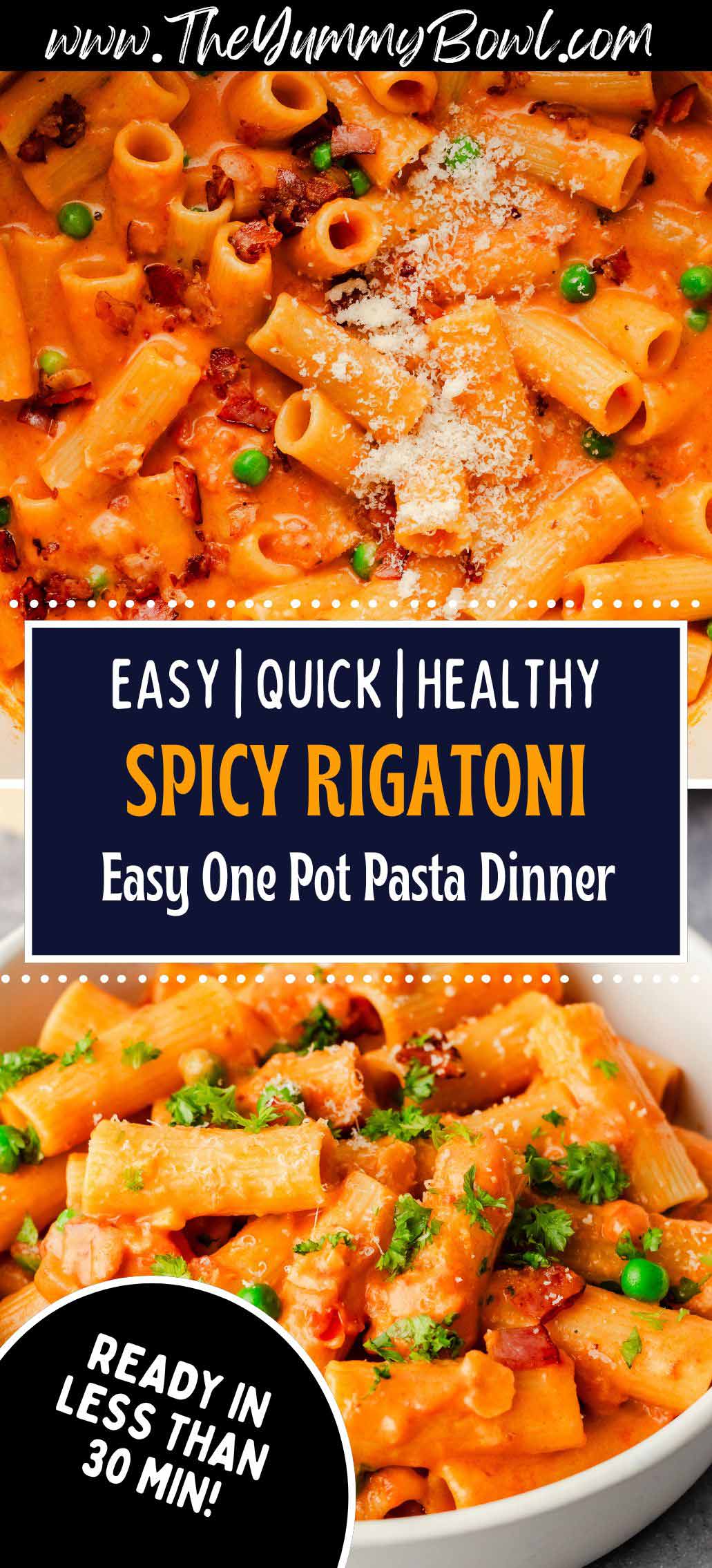 One Pot EASY Spicy Rigatoni (Less than 30 Min Dinenr)