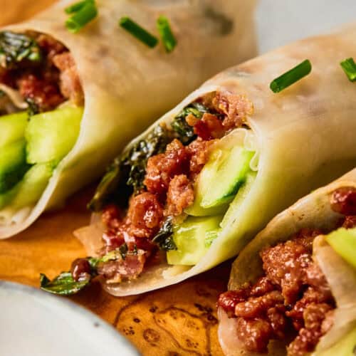 THE BEST Thai Basil Beef Spring Rolls with Tasty Sauce