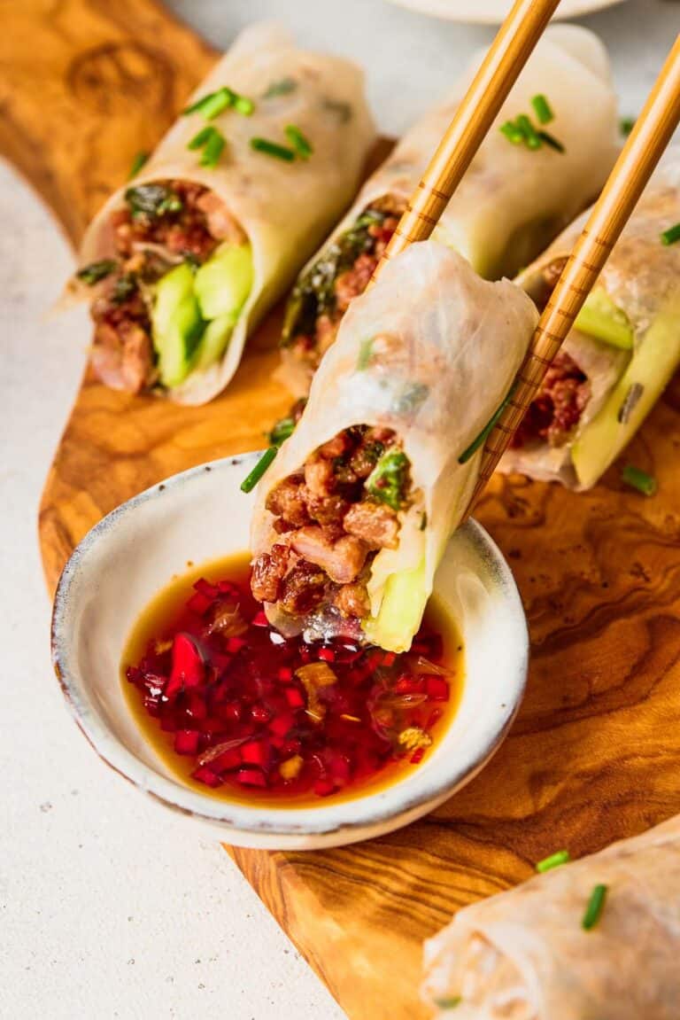 THE BEST Thai Basil Beef Spring Rolls with Tasty Sauce