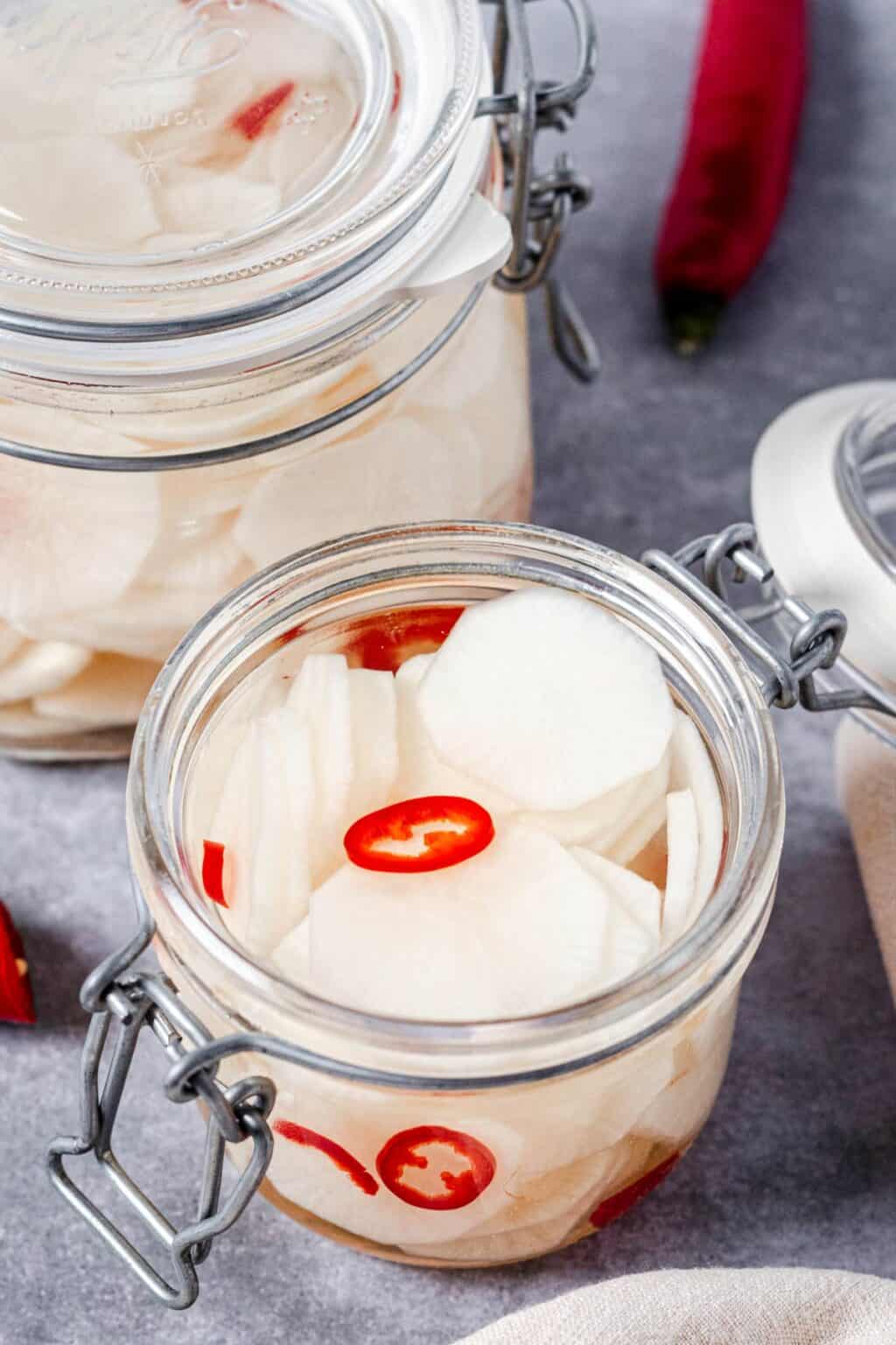 Pickled Daikon Radish (Quick 3 Ingredient Recipe!) - The Yummy Bowl