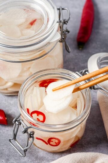 Pickled Daikon Radish (Quick 3 Ingredient Recipe!) - The Yummy Bowl