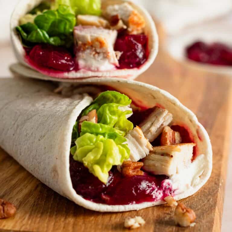 Leftover Turkey Wrap (with Lettuce and Cranberry Sauce) - The Yummy Bowl