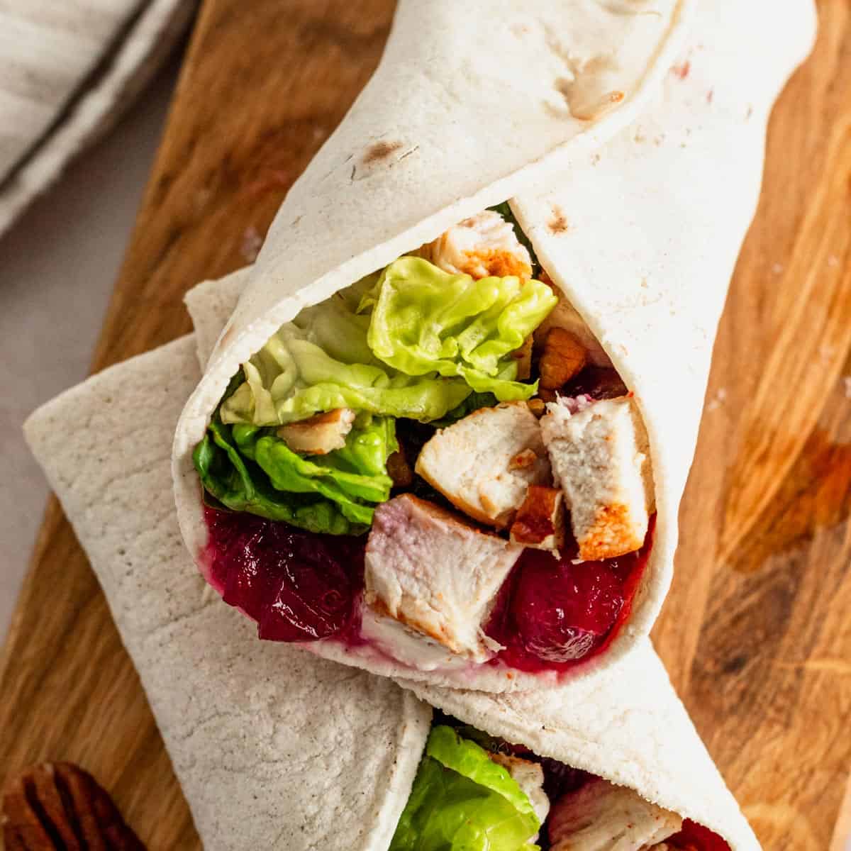 Leftover Turkey Wrap (with Lettuce and Cranberry Sauce) - The Yummy Bowl
