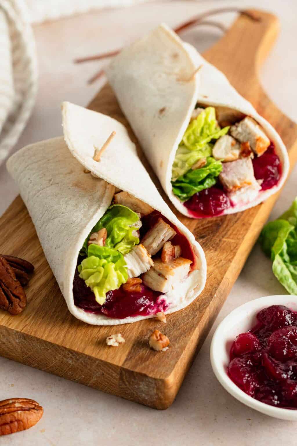Leftover Turkey Wrap (with Lettuce and Cranberry Sauce) - The Yummy Bowl