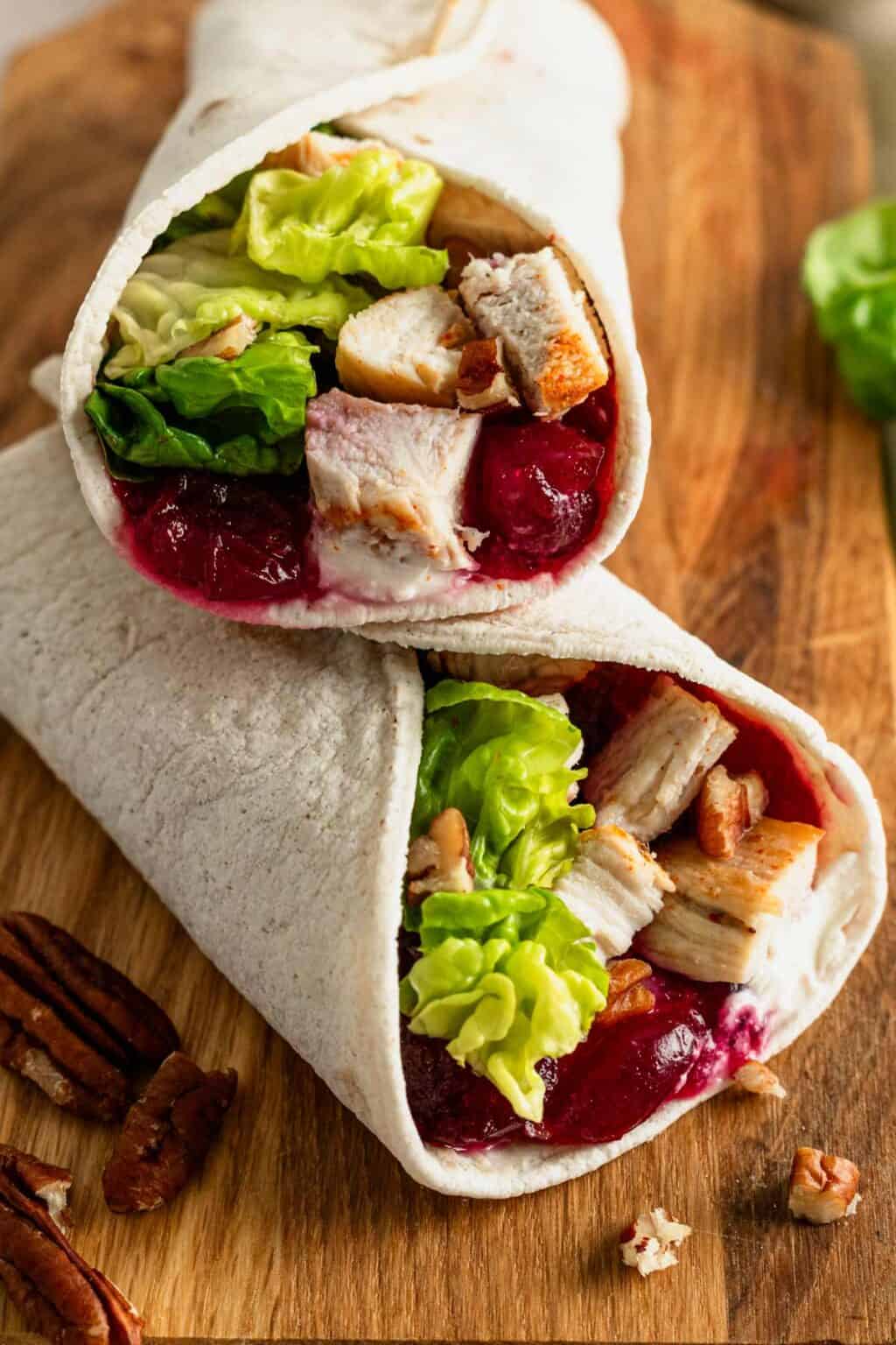Leftover Turkey Wrap (with Lettuce and Cranberry Sauce) - The Yummy Bowl