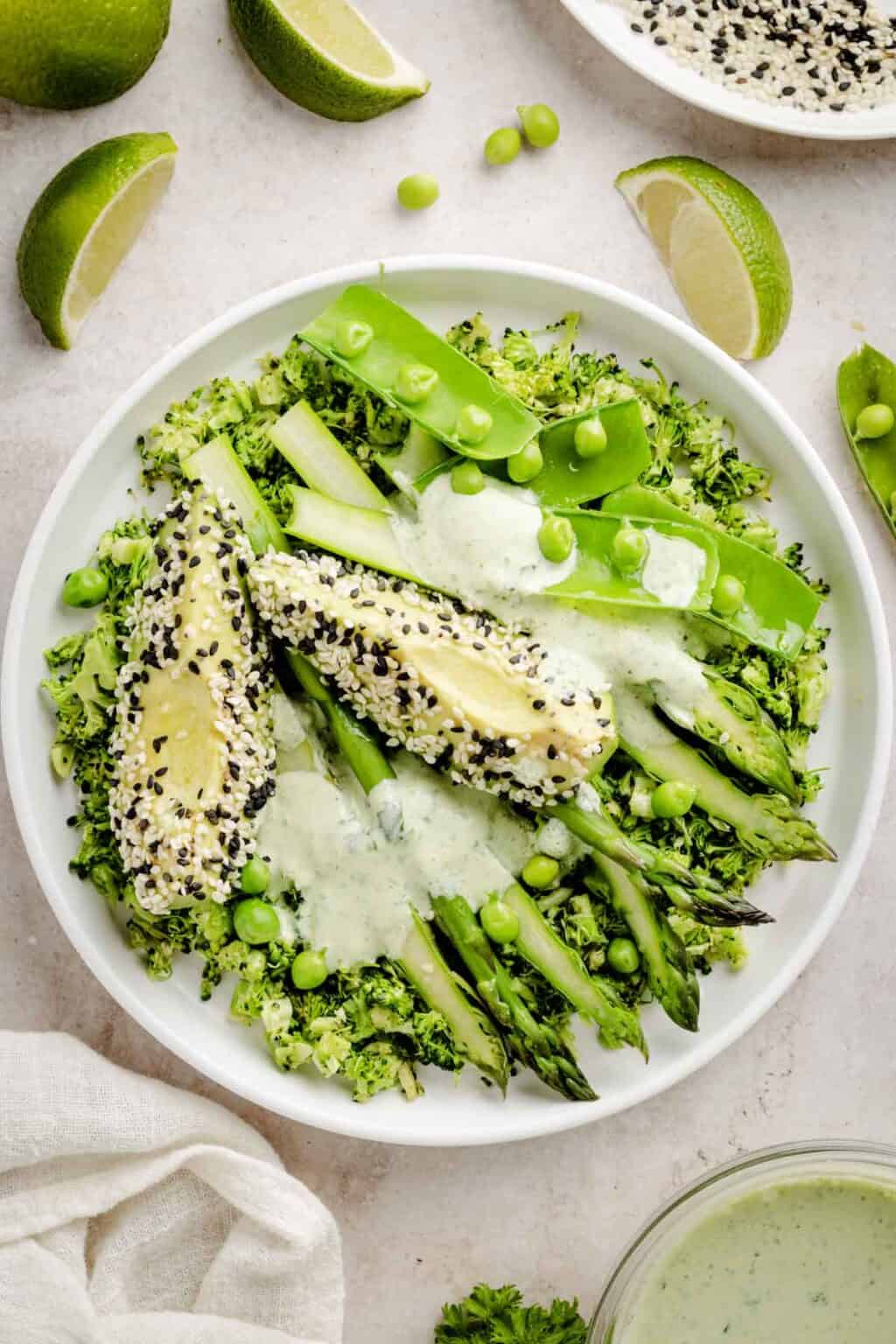 A Fresh Spring Salad With Asparagus and Broccoli