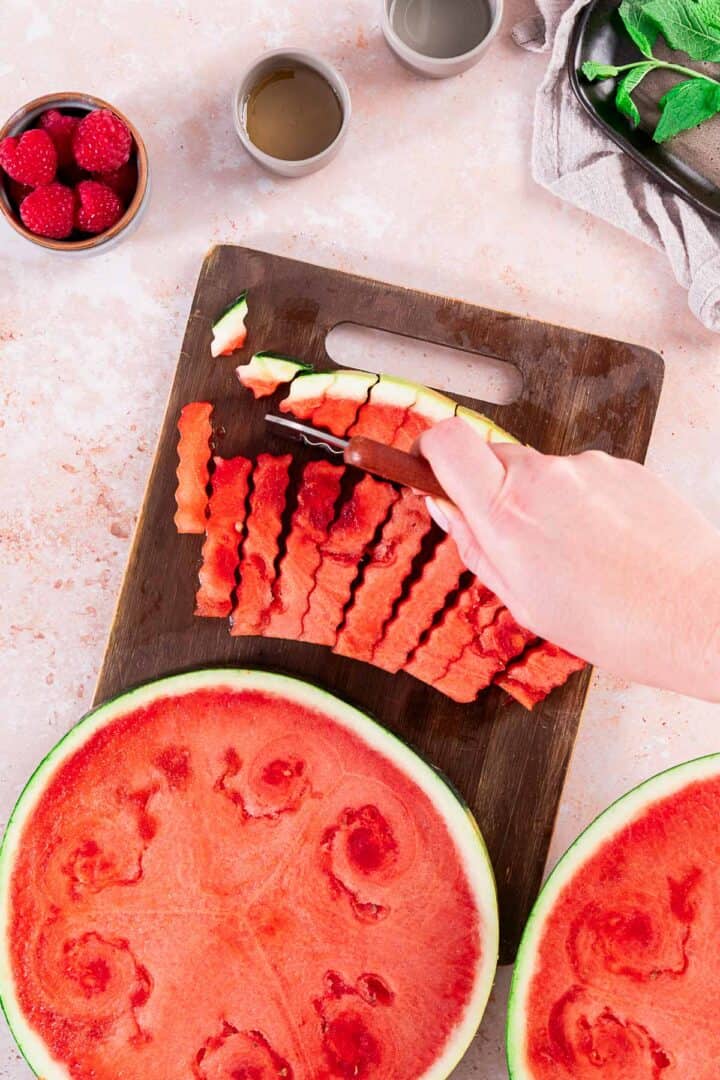 Watermelon Fries (With Berry Yogurt Dip)
