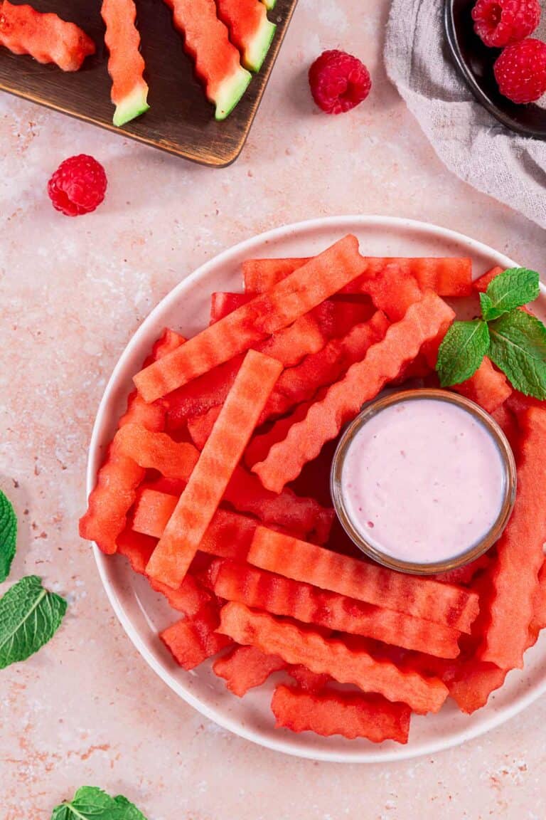 Watermelon Fries (With Berry Yogurt Dip)